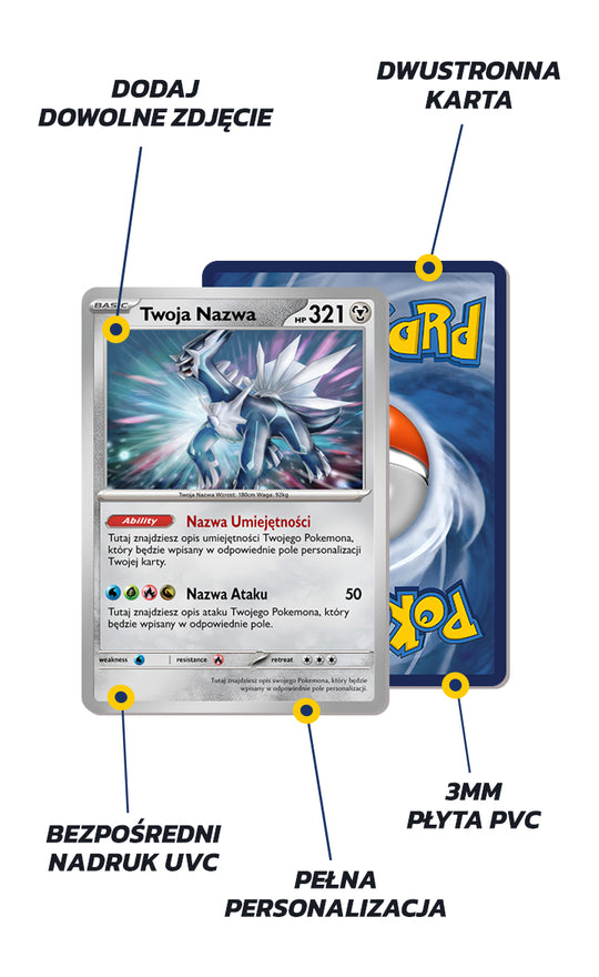 Stwórz własną kartę Pokemon. Personalizowana karta dla fana Pokemon ...
